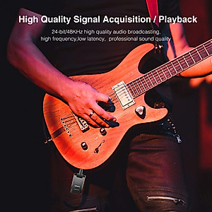 LEKATO Wireless Guitar System 2.4GHz Rechargeable Audio Wireless Transmitter Receiver 6 Channels for Guitar Bass Electric Instruments, Stereo and Mono 1/4” & 1/8” 2 in 1 Plugs,Black(WS-60)