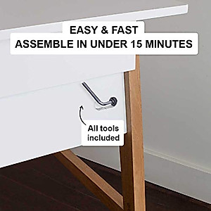 Nathan James Parker Modern Home Office, Small Writing, Computer or Laptop Desk with Drawer, White/Brown