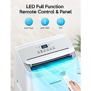 VAGKRI Portable Air Conditioners 12000 BTU ASHRAE (8150 BTU DOE/SACC), 3-in-1 AC Unit with Fan & Dehumidifier Cool up to 500 sq. ft, Portable AC with Smart/Sleep Mode, 3 Fan Speeds, Auto Swing, 24H Timer, Remote Control
