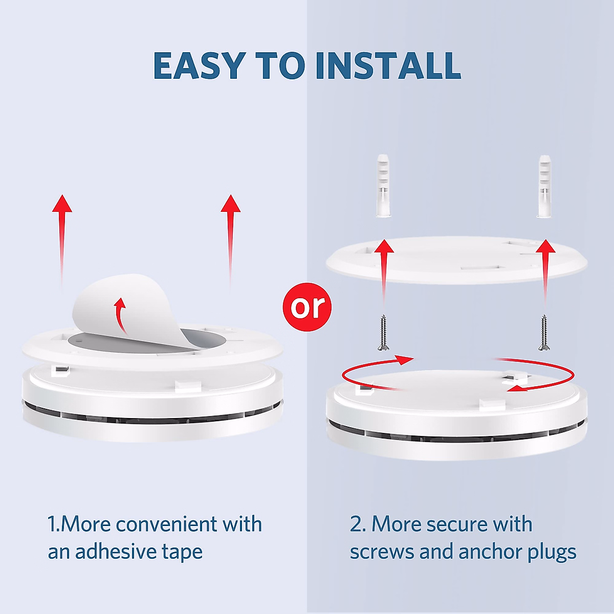 Smoke Detector Carbon Monoxide Detector Combo 10 Year Battery, HATHEPHS Ultra-Thin Smoke & CO Alarm with Large Test/Silence Button, Adhesive Tape Included