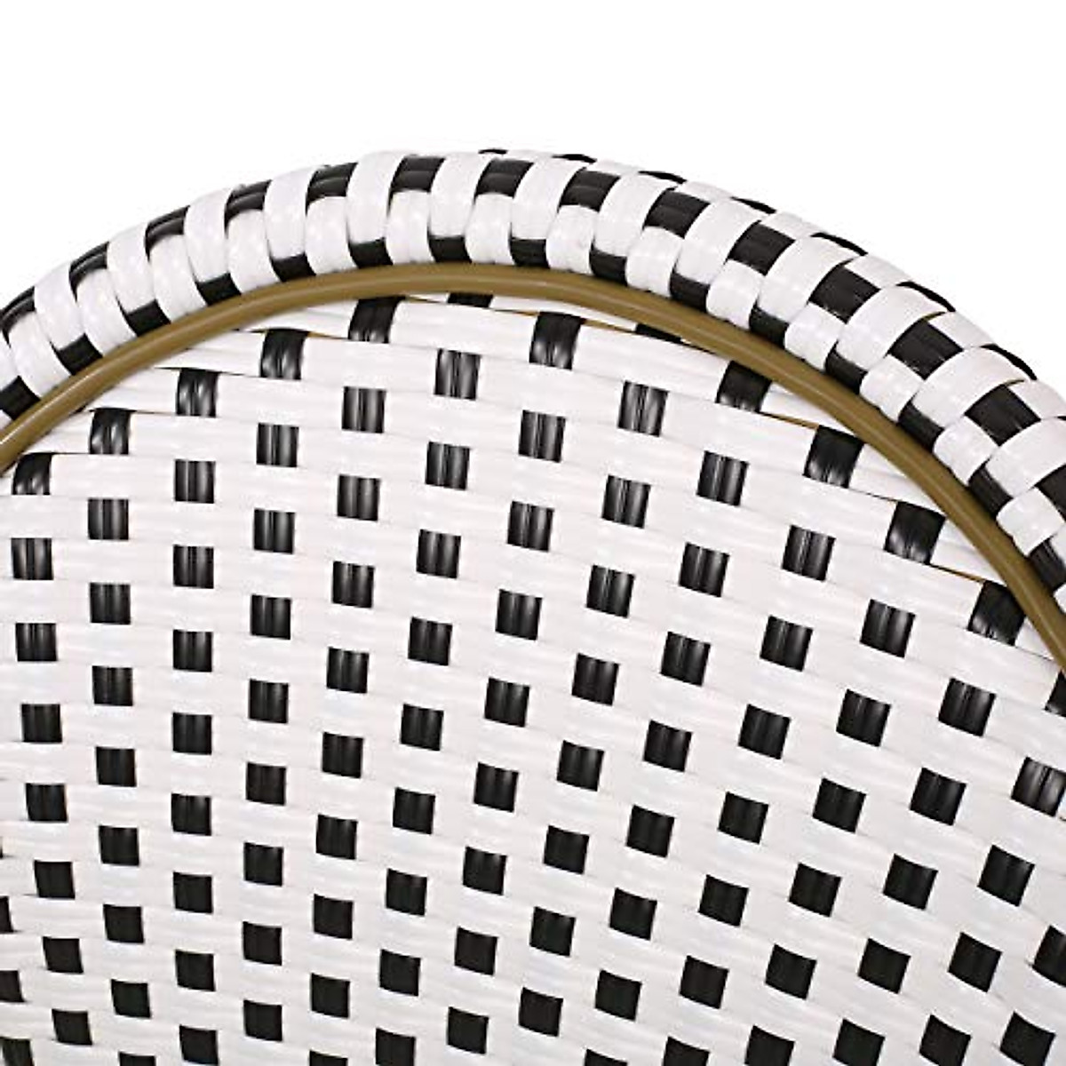 Christopher Knight Home Philomena Outdoor French Bistro Chair (Set of 2), Black + White + Bamboo Print Finish