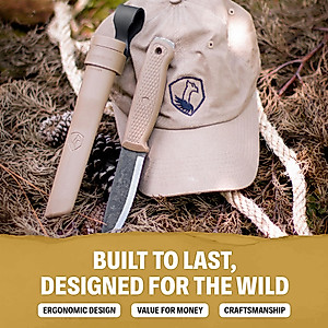 Condor Tool & Knife Terrasaur Knife Desert - 1095 High Carbon Steel - Bushcraft Knife with Scandi Edge - Fixed Blade Knife with High Impact Polypropylene Sheath - 3mmThick - 4.2in Blade - 7.1oz