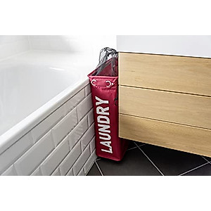 Red Laundry Basket Corno - thin Laundry Hamper with wheels - small space laundry bin - narrow hamper, laundry collector, laundry basket with wheels