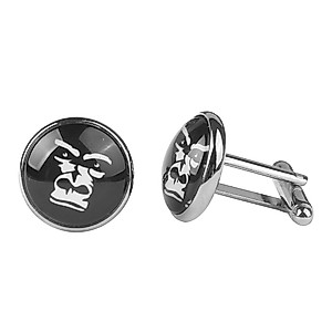 ZUNON Game Console Button Cufflinks & Tie Clip Groom Groomsmen Team Wedding Anniversary Party Gifts Glass Dome (Silver Cufflink Tieclip Set)