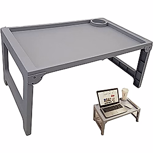 Folding Lap Table TV Bed Tray Eating Food l Reading/Laptop Desk On Bed or Couch with Cup Holder & Foldable Legs
