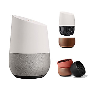 Google Nest Hello White/Slate Speaker and Metallic Base Bundle