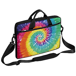 Tie Dye Painting Laptop Computer Bag Waterproof Shoulder Messenger Bag 13-15 inch Durable Laptop Tote Bag with Shoulder Strap Handle Lightweight Crossbody Briefcase