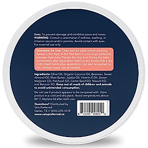 Vets Preferred Paw Balm Pad Protector for Dogs – Dog Paw Balm Soother – Heals, Repairs and Moisturizes Dry Noses and Paws – Ideal for Extreme Weather Season Conditions - 2 Oz