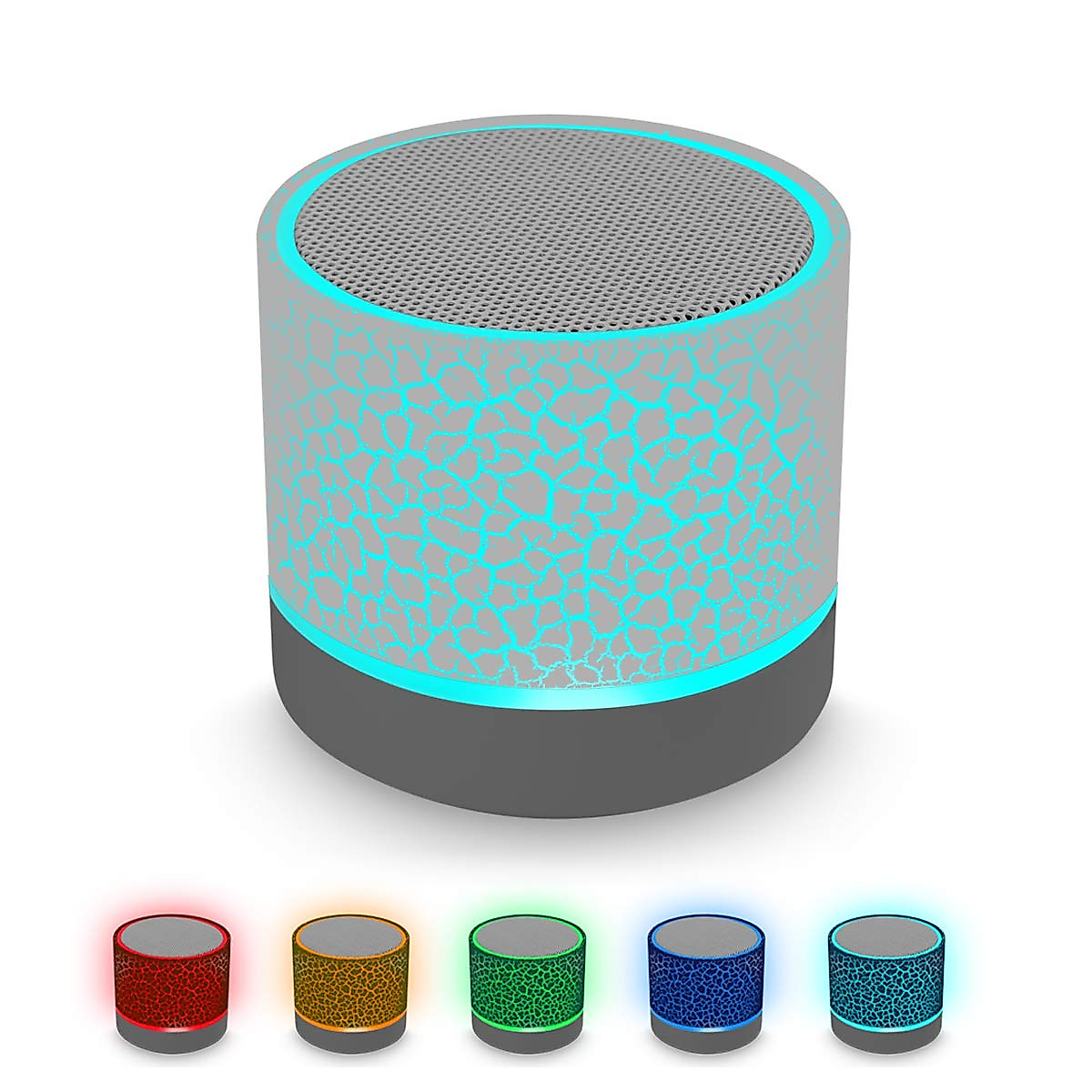 AICase Portable Mini Speaker, Super Bass Stereo Rechargeable Speaker with LED Lights