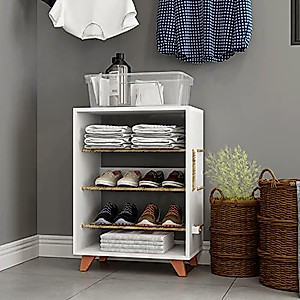 Be Home Furniture│CORDEL Shoe Rack │Home Décor, Shoe Storage, Shoe Organizer for Entryway & Living Room│White - 21.34" W