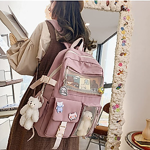 Thanps Kawaii Backpack with Cute Pin and Accessories Cute Kawaii Backpack for School Bag Kawaii Girl Backpack (Blue)