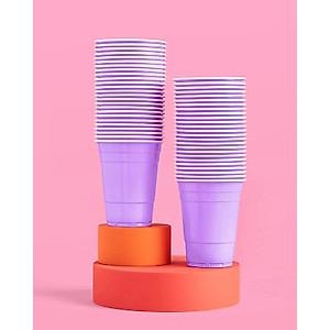 xo, Fetti Party Decorations Lavender Plastic Cups - 50 Purple Matte 16 oz Disposable Cups | Bachelorette Party, Birthday Party, Party Favors, Baby Shower Supplies