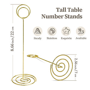 RONTEDA Table Number Holders 10Pcs - 8.75 inch Tall Table Number Stands Place Card Holder for Wedding Party Graduation Reception Restaurant Home Photo Picture Office Memo (Gold, 8.75")