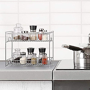 MOOACE Under Sink Organizer, 2 Tier Under Cabinet Bathroom Sink Organizers and Storage, Multi-purpose Under Sink Shelf Organizer Rack for Bathroom Kitchen