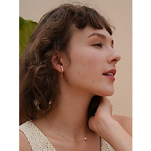 S.Leaf Stud Earrings with Chain Sterling Silver Chain Earrings for Women Bar Earrings Dangle Earrings for Women Girls Trendy (01_Bar_18K Gold)