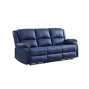Elountik Modern Zuriel Power Motion Reclining Sofa with Tight Back & Seat Cushion,Tight Pillow Top Arm, Recliner Sofa with Motion Reclining Mechanism for Living Room, Blue PU, Sofa