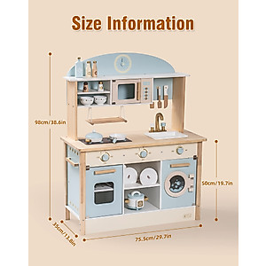 ROBUD Kids Kitchen Playset Wooden Kids Play Kitchen Set Pretend Play for Toddlers Boys Girls