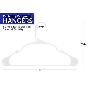 ROYALE 20 Pack White Plastic Hangers For Clothes - Heavy Duty Plastic Clothes Hanger Ideal For Everyday Standard Use - Lightweight & Space Saving Notched Plastic Hangers - Slim & Sleek Shoulder Groove