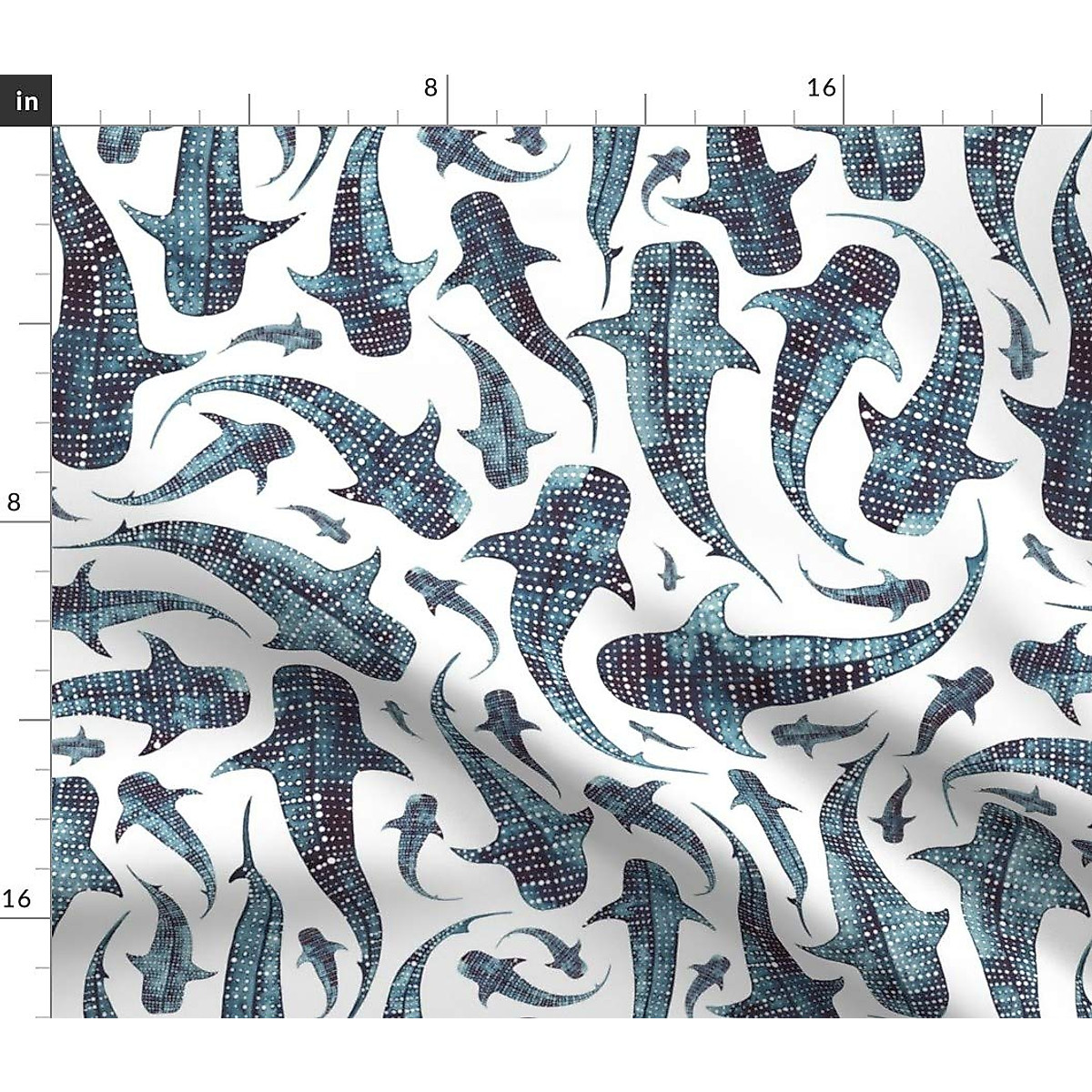 Spoonflower Fabric - Whale Shark Blue Animal Swimming Navy Sea Ocean Printed on Petal Signature Cotton Fabric by The Yard - Sewing Quilting Apparel Crafts Decor