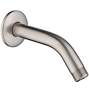 BRIGHT SHOWERS 6 Inch Brass Shower Arm with Flange Shower Pipe Arm for Wall Mount Fixed and Handheld Shower Head, Brushed Nickel