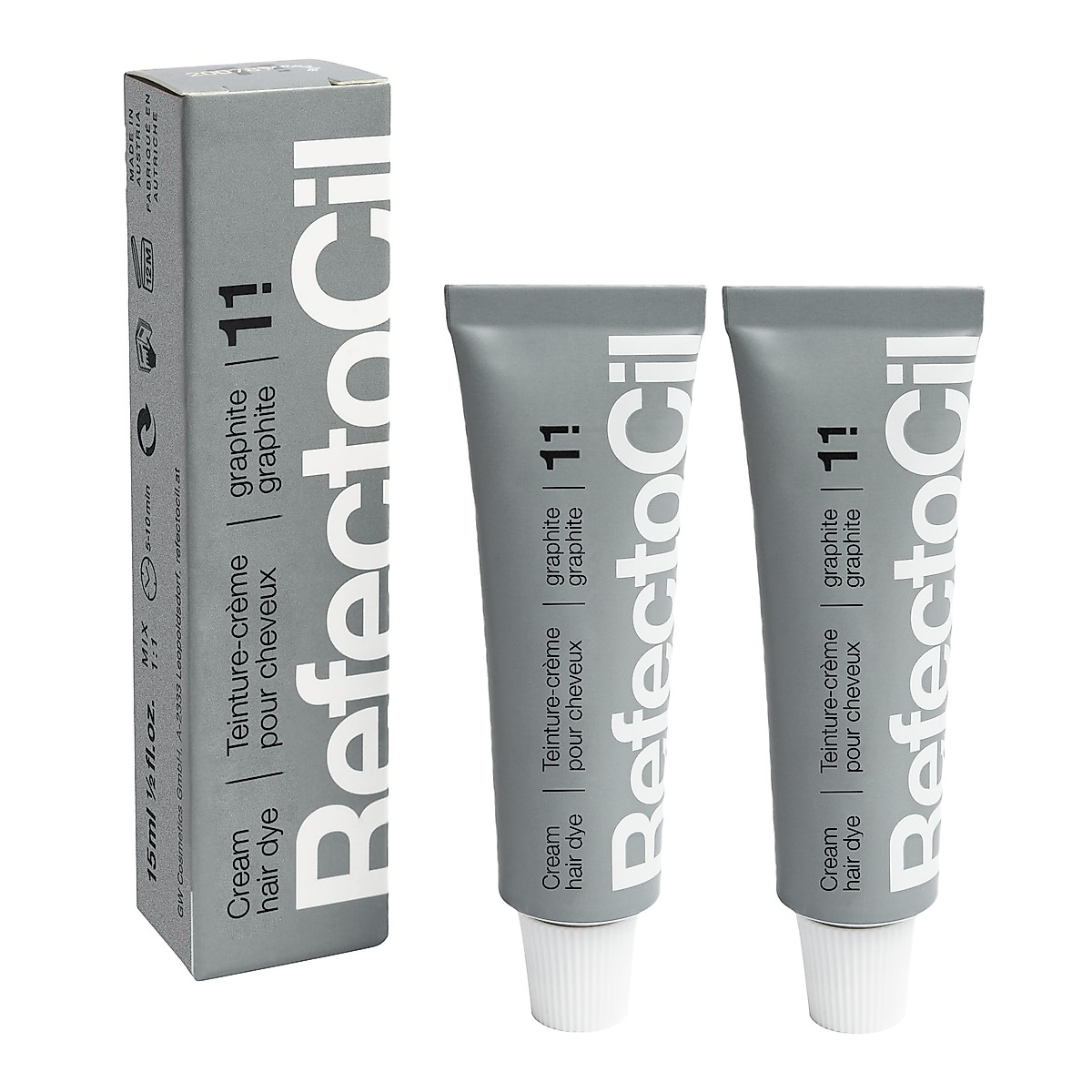 RefectoCil Cream Hair Dye 2-Pack – Professional Hair Tint for Long-Lasting Color – Graphite (#1.1)