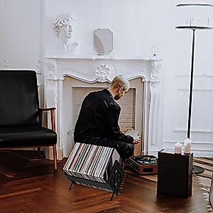 sxnzequnze Wooden Vinyl Record Holder Storage Carved Design Bookcase Office Supplies Home Decoration For Book And Magazine Organization Black