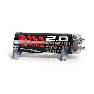 BOSS Audio Systems CPBK2 Car Capacitor - 2 Farad, Energy Storage, Enhance Bass From Stereo, 3 Digit Voltage Display, Charging Status LED