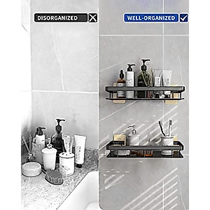Amythe Shower Caddy Shelf Organizer,Shelves for Bathroom Organizer Wall Shower Shelf for Inside Shower, Bathroom Kitchen Self Adhesive No Drilling Rustproof, Black