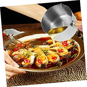 GRIRIW Stainless Steel Pancake Pan Milk Pan Small Saucepan Chocolate Melting Pot Warmer Butter Non Soup Wamer Pan Oil Boil Pan Small Egg Frying Pan Coffee Pot Chocolate Boiler Pot Wooden