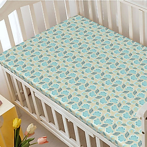 Pastel Themed Fitted Crib Sheet,Standard Crib Mattress Fitted Sheet Ultra Soft Material-Baby Sheet for Boys Girls,28“ x52“,Pale Tan Blue Grey