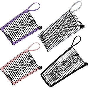 4 Pieces Banana Hair Clips for Women Large Small Size Vintage Clincher Comb Banana Hair Grip No Crease Hair Clips for Natural Curly Thick Wavy Curly Hair Ponytail Style (Pink, Purple, Black, Silver)
