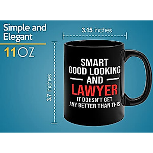 Lawyer Coffee Mug 11oz Black -Smart Lawyer - Funny Defense Attorney Court Law Degree for Lawyers Graduate Law Student