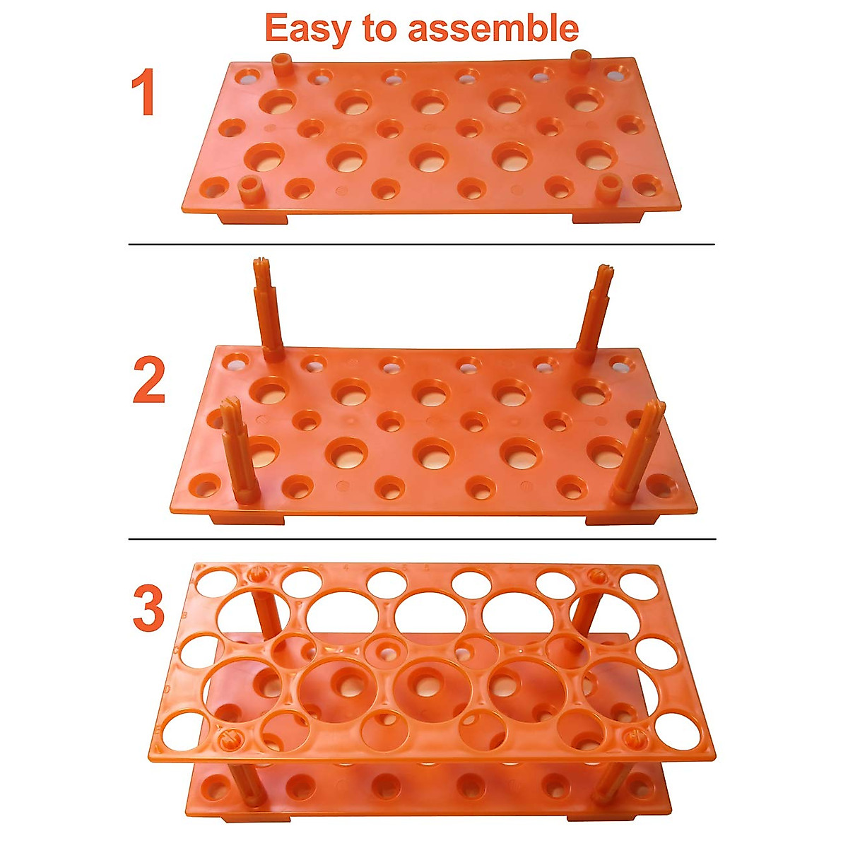 Test Tube Rack, Centrifuge Tube Holder (2 Pack - Blue and Orange) for 10ml, 15ml, 50ml, Detachable Plastic Stand, 28 Well
