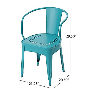 Christopher Knight Home Lourdes Iron Bistro Set, 3-Pcs Set, Matte Teal