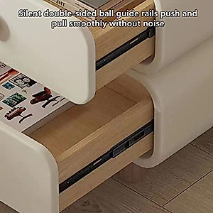 Akkiund Minimalism Fabric Nightstand with 2 Mute Drawers, Solid Wood Bedside Table Practical End Side Table with Solid Wood Leg, for Bedroom, Living Room,A,50×40×47cm