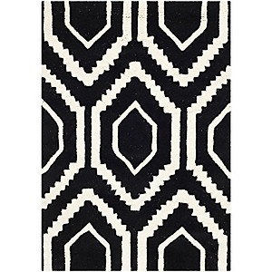 SAFAVIEH Chatham Collection 2' x 3' Black/Ivory CHT731K Handmade Geometric Premium Wool Accent Rug