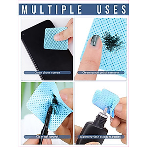 400PCS Lint Free Nail Wipes Glue Wipes Lash Extensions EBANKU Soft Blue Lash Glue Nail Polish Remover Cotton Pads Eyelash Extension Supplies