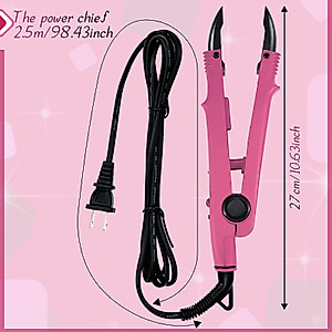 Fusion Heat Connector Wand with U Tip, 2 Bags of Keratin Glue Beads - Professional Hair Extensions Tool for C Head (Pink)