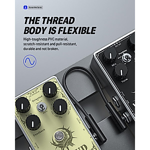 Donner Flat Patch Cables for Guitar Effect Pedal 6 Inch Save Space Clear Sound 1/4" TS Right Angle 6 Packs