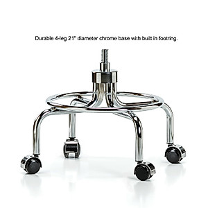 Perch Retro Rolling Exam Stool with Wheels for Carpet or Linoleum, Black Vinyl