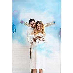 JAPJA Gender Reveal Powder Cannon & Confetti Balloon - 4 X-Large (16") Cannons (2 Pink 2 Blue Smoke Bomb | Poppers) & Boy or Girl Balloon, Party Supplies & Decorations for Baby Gender Reveal Party