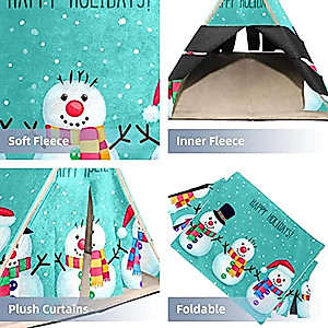 Y-DSIWX Guinea Pig Hideout Cozy Hamster House Cave for Bunny Chinchilla Hedgehog Small Animal Christmas Cute Snowman