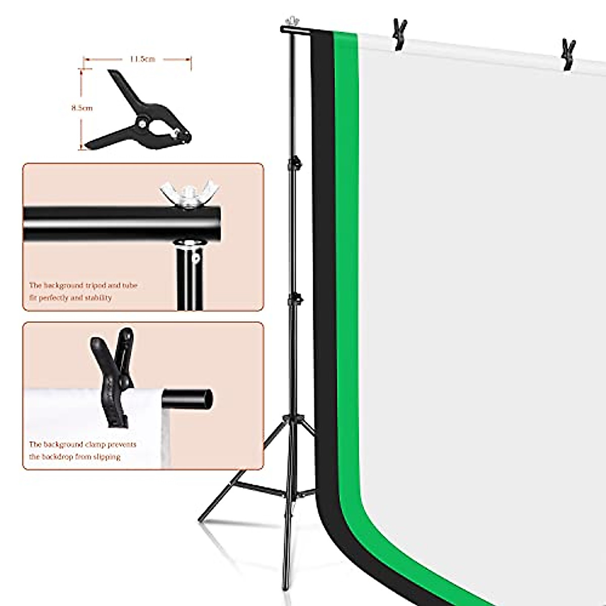 Walk Fly 7x10FT Muslin Backdrop Screen Kit, Photography Continuous Lighting and Collapsible Backdrop Stand Set, Background Support System with 20" x 27" Softbox Light for Photo Video Studio Shooting