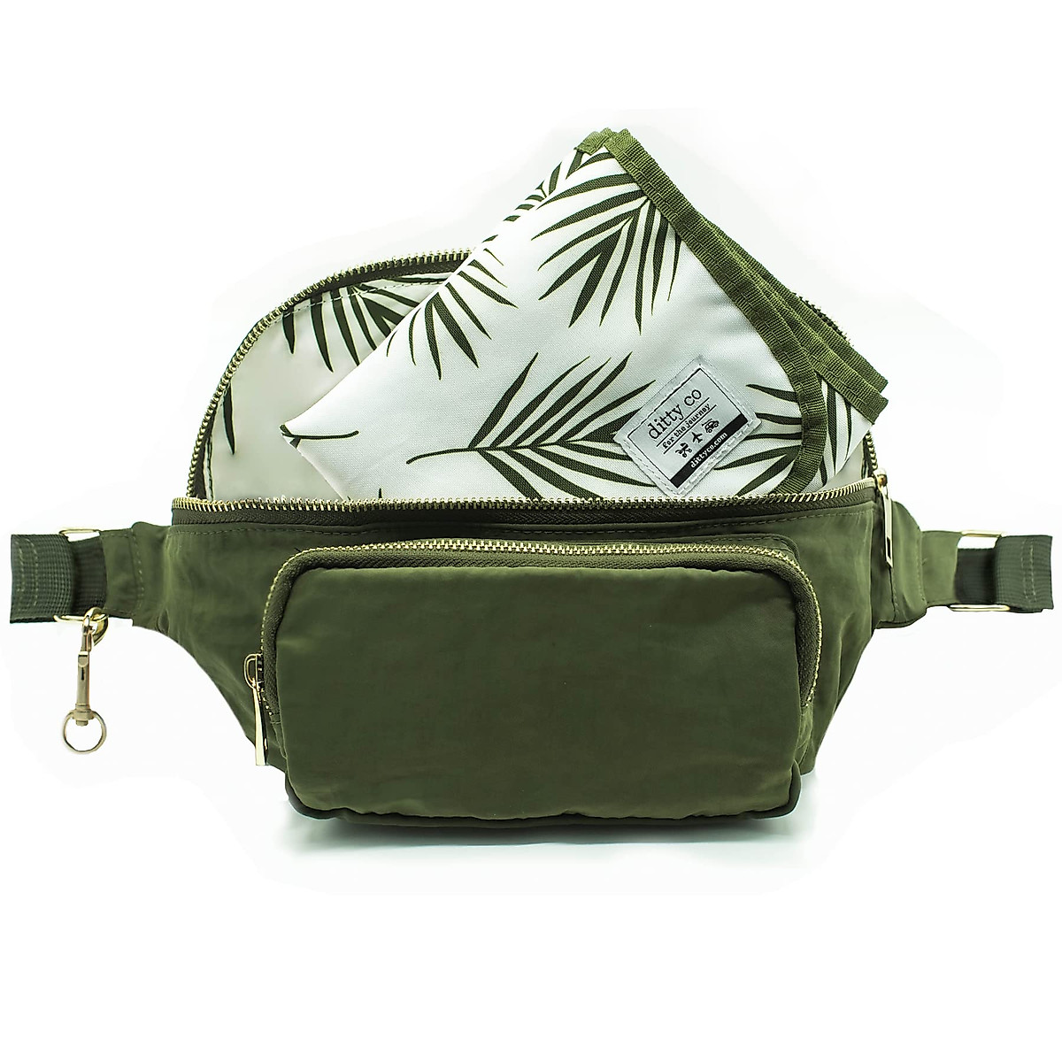 Ditty Co. - Lanikai Small Diaper Bag - Portable Changing Pad - Crossbody Bags For Women - Fanny Pack - Baby Travel Essentials (Olive Green)
