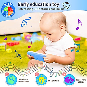 Byserten Baby Phone, Baby Cell Phone Toy with Lights & Music, 12 Months Early Learning Educational Toys, Sensory Toys for Toddlers 1 2 3 4 Year Old Kids Boys and Girls Gifts Blue