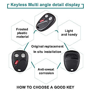 SELEAD Flip Key Fob 3 Buttons Keyless Entry Remote SHELL CASE fit for 2003-2006 for Buick for Cadillac for Saturn for Hummer for Pontiac for Chevy Antitheft Keyless Entry Systems LHJ011B 2pcs US Stock
