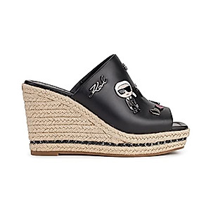 Karl Lagerfeld Paris Women's Corissa Slip on Espadrille Wedge Sandal, Deep Black, 9