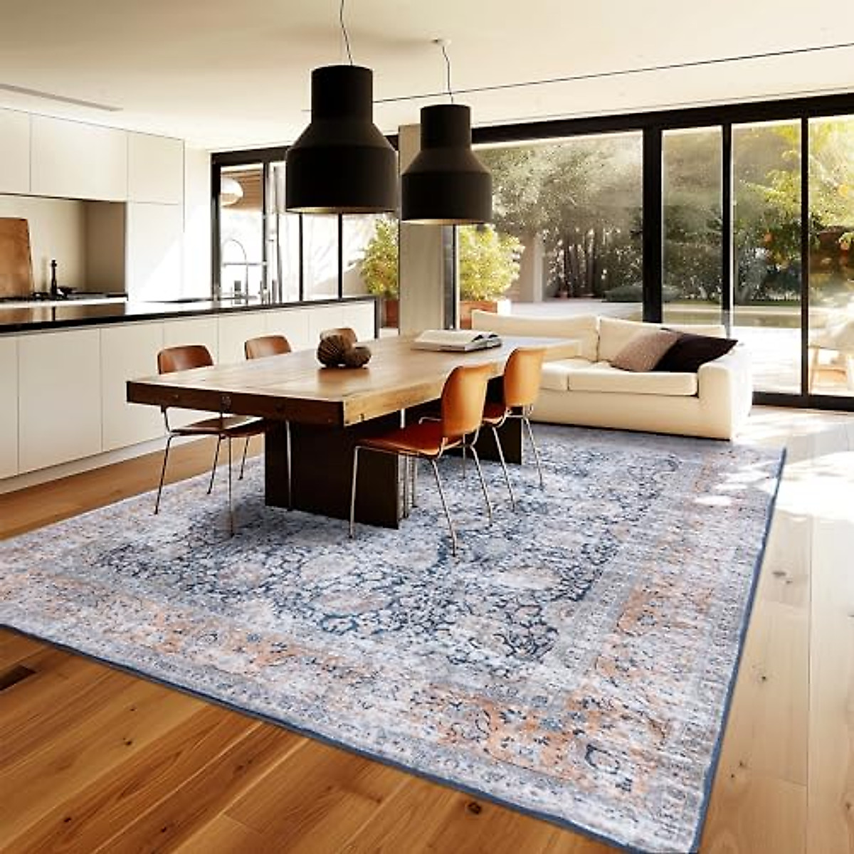 Lbris Washable 8x10 Rugs - Non-Slip Area Rugs for Living Room, Dining Room, Bedroom - Soft Thick Non-Shedding Stain Resistant Faux Wool Large Vintage Farmhouse Area Rugs