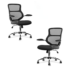 CLATINA Office Computer Desk Chair，Ergonomic High Back Mesh Rolling Work Swivel Task Chairs with Wheels and Arms for Home Bedroom Study Dorm Student Adults (Black) Set of 4