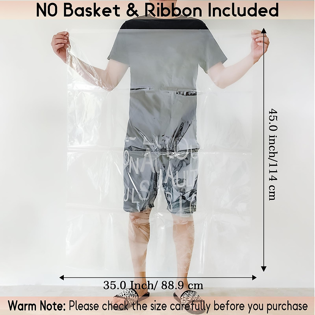 QOIUSO 6PCS Extra Large Cellophane Bags, 35x45 Inch Cellophane Wrap for Gift Baskets Clear Cellophane Gift Bags 2.8 Mil Thick